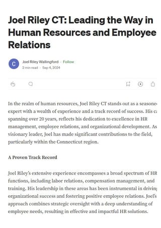 Empowering Human Resources: The Leadership Journey of Joel Riley CT | PDF