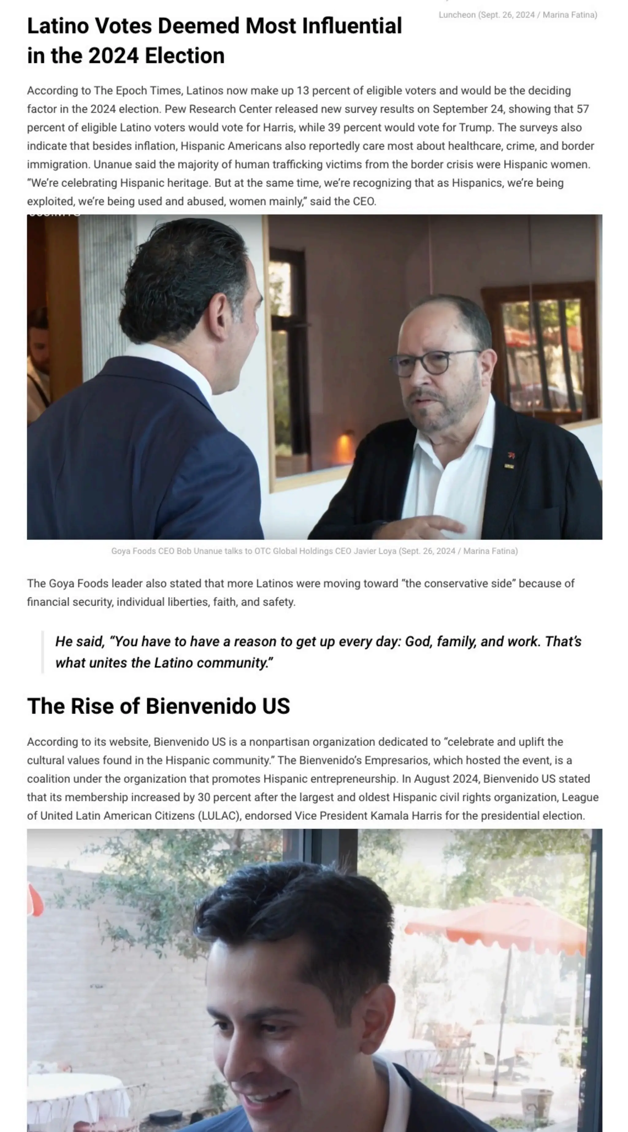 Hispanic Business Group Bienvenido’s Empresarios Announces Presidential ...