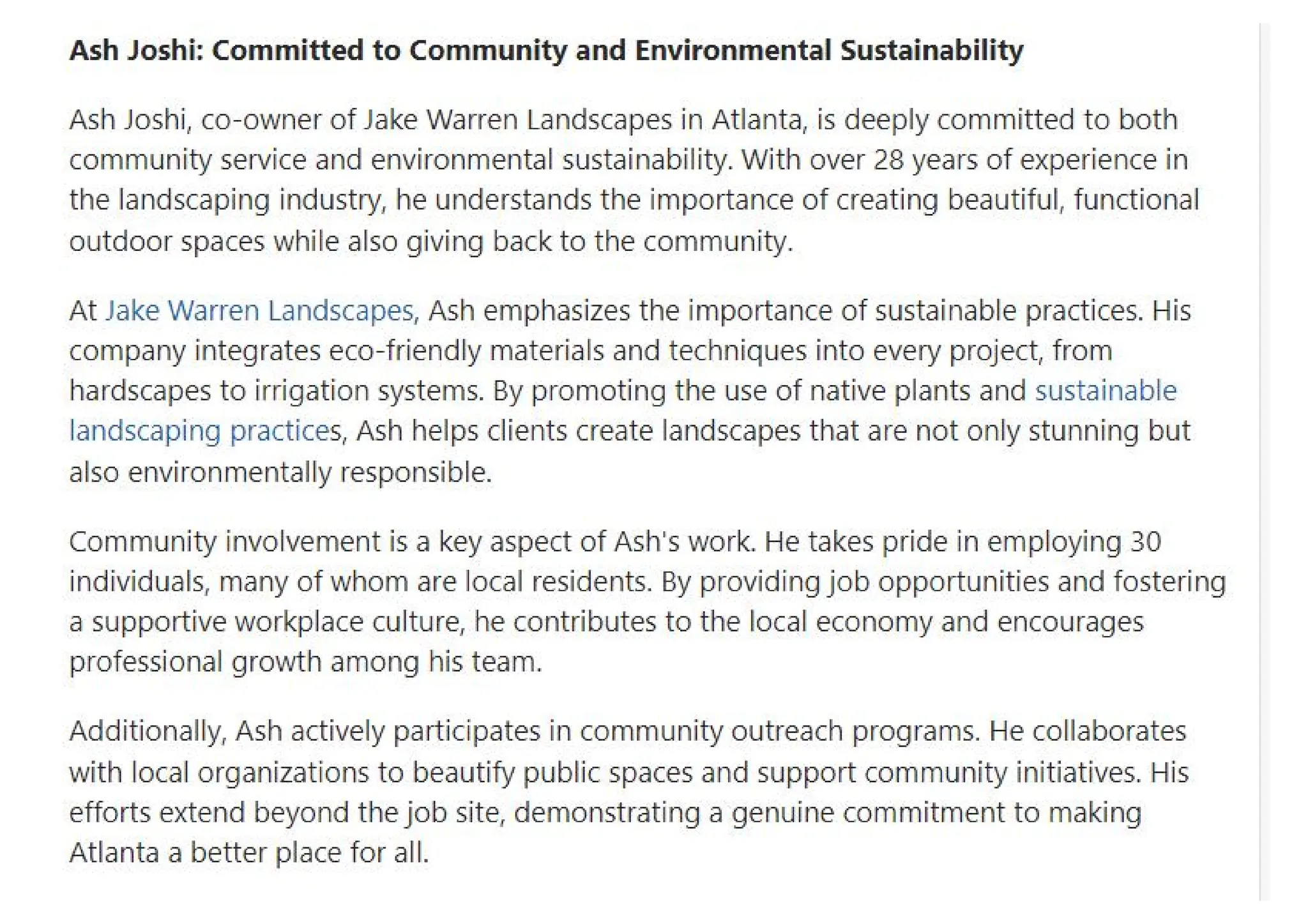 Sustainable Landscaping Solutions: Ash Joshi's Vision for Atlanta | PPT