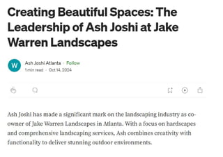 Sustainable Landscaping Solutions: Ash Joshi's Vision for Atlanta | PPT