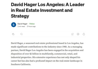 David Hager Los Angeles: Pioneering Success in Real Estate and Property ...