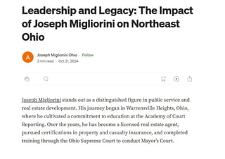 Championing Community Growth: The Impact of Joseph Migliorini Ohio | PDF