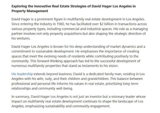 David Hager Los Angeles: Insights and Strategies in Real Estate ...