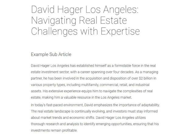 David Hager Los Angeles: Transforming Real Estate Investment and ...