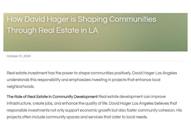 David Hager Los Angeles: Transforming Real Estate Investment and ...