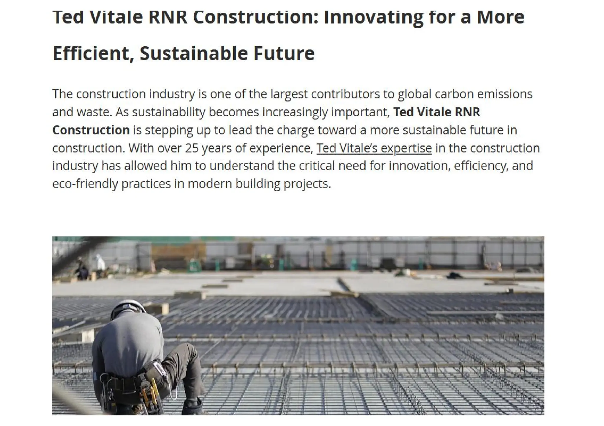 Ted Vitale New Jersey: Leading RNR Construction Toward Innovation and Sustainability | PPT