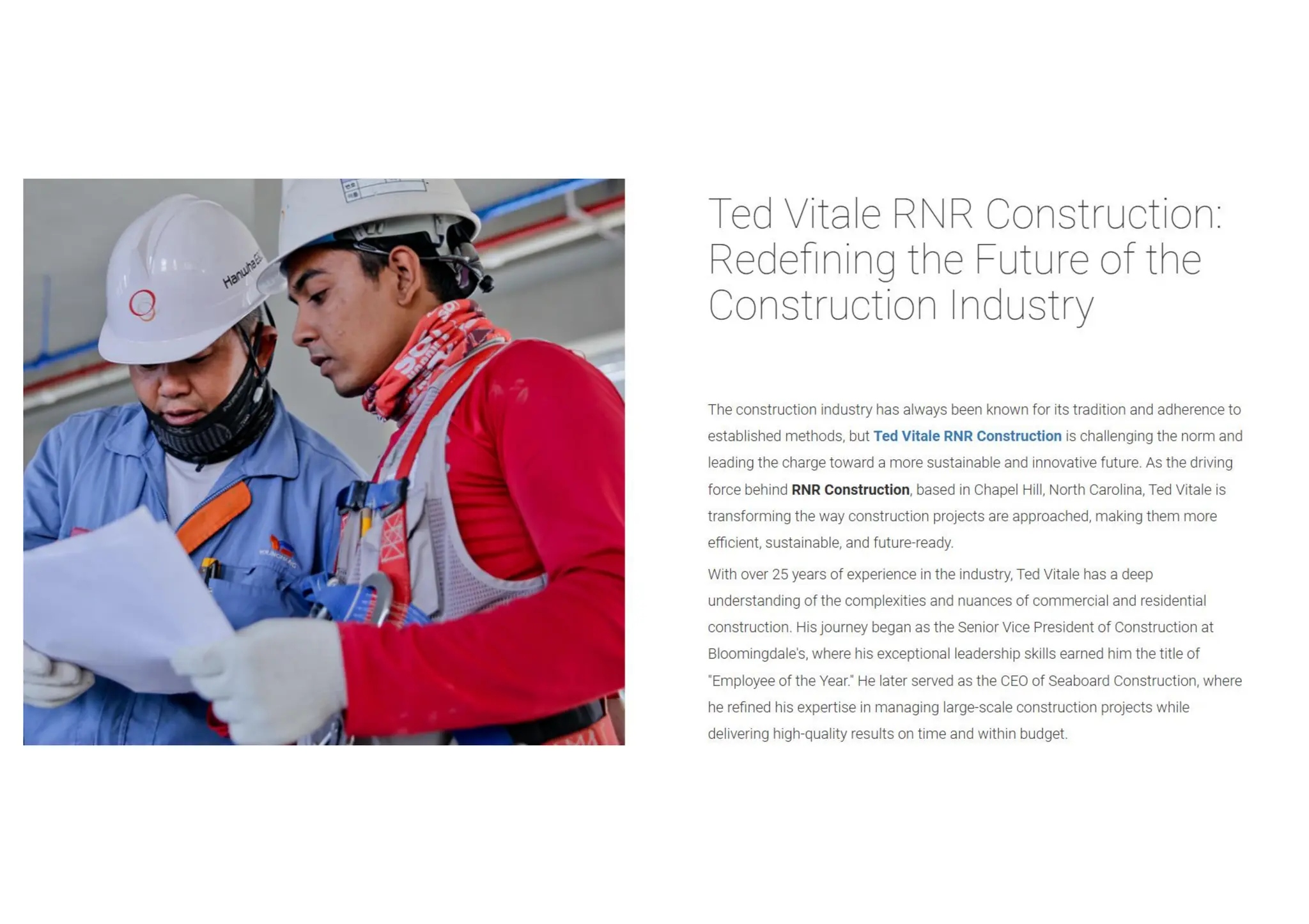 Ted Vitale New Jersey: Leading RNR Construction Toward Innovation and ...