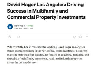 David Hager Los Angeles: Mastering Real Estate with Over $2 Billion in ...