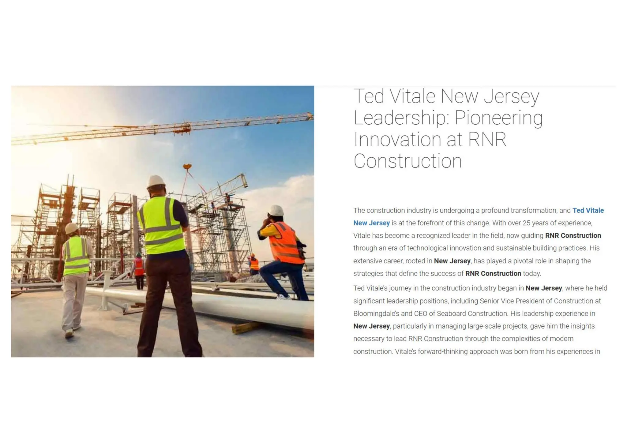 Ted Vitale New Jersey: Transforming the Construction Landscape with ...