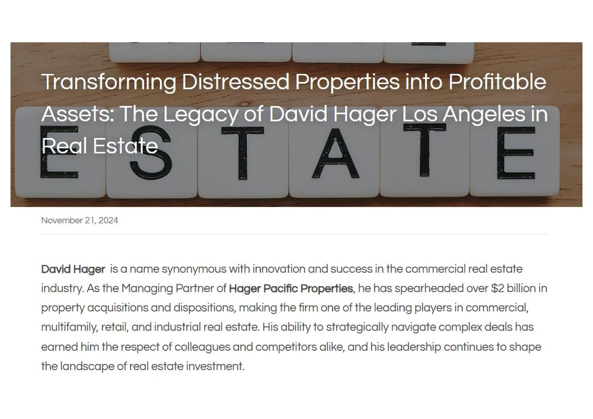 Mastering Real Estate Investment: David Hager Los Angeles' Proven Strategy for Success | PPT