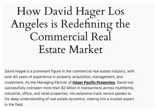 Mastering Real Estate Investment: David Hager Los Angeles' Proven ...