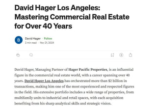 Mastering Real Estate Investment: David Hager Los Angeles' Proven Strategy for Success | PPT