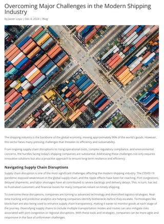 Overcoming Major Challenges in the Modern Shipping Industry [Javier ...