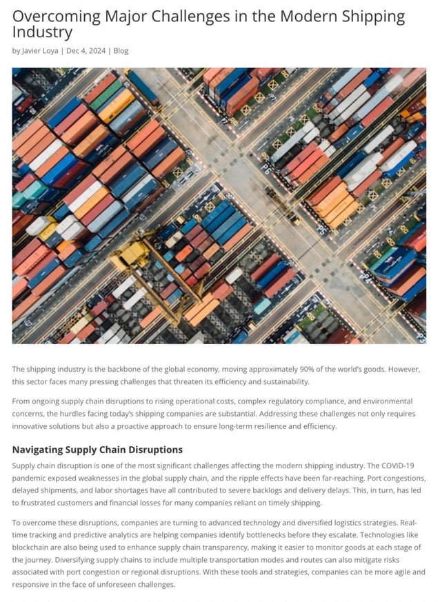 Overcoming Major Challenges in the Modern Shipping Industry [Javier ...