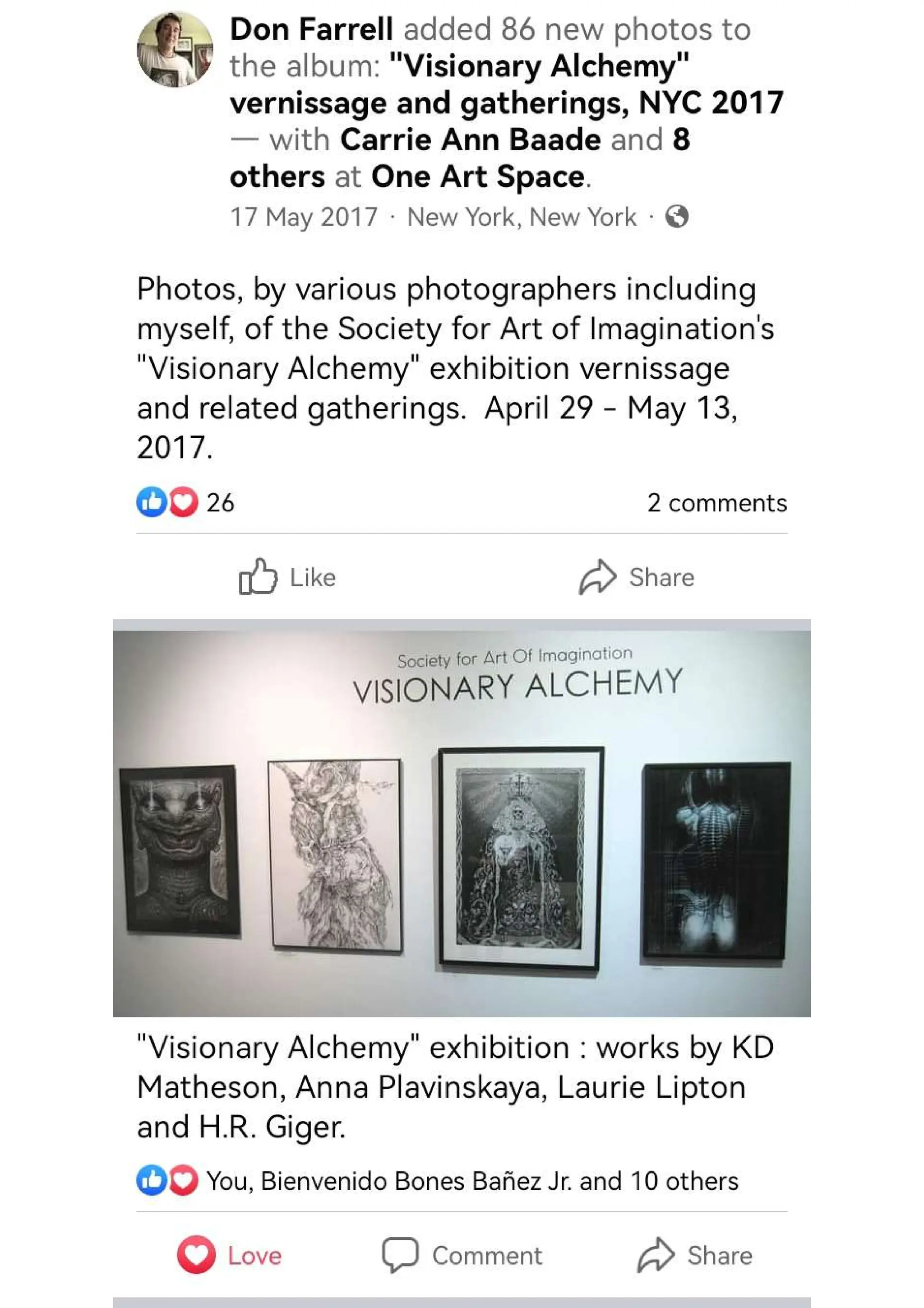 One Space Gallery New York City With "VISIONARIES ALCHEMY 2017" By Master Olga Spiegel, Miguel ...