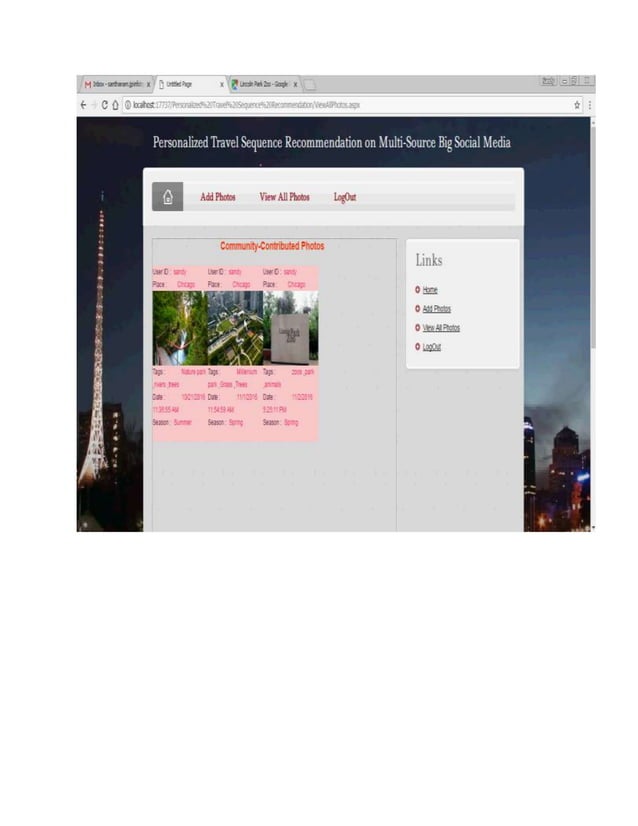 Personalized Travel Sequence Recommendation AbstractScreen shots | PDF