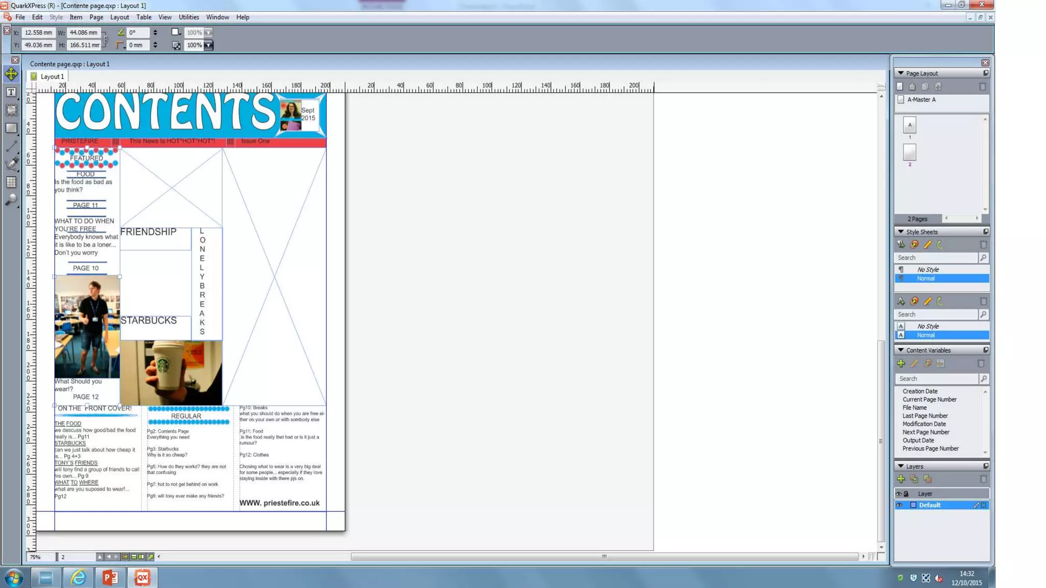 Screenshots for Contents Page | PPTX