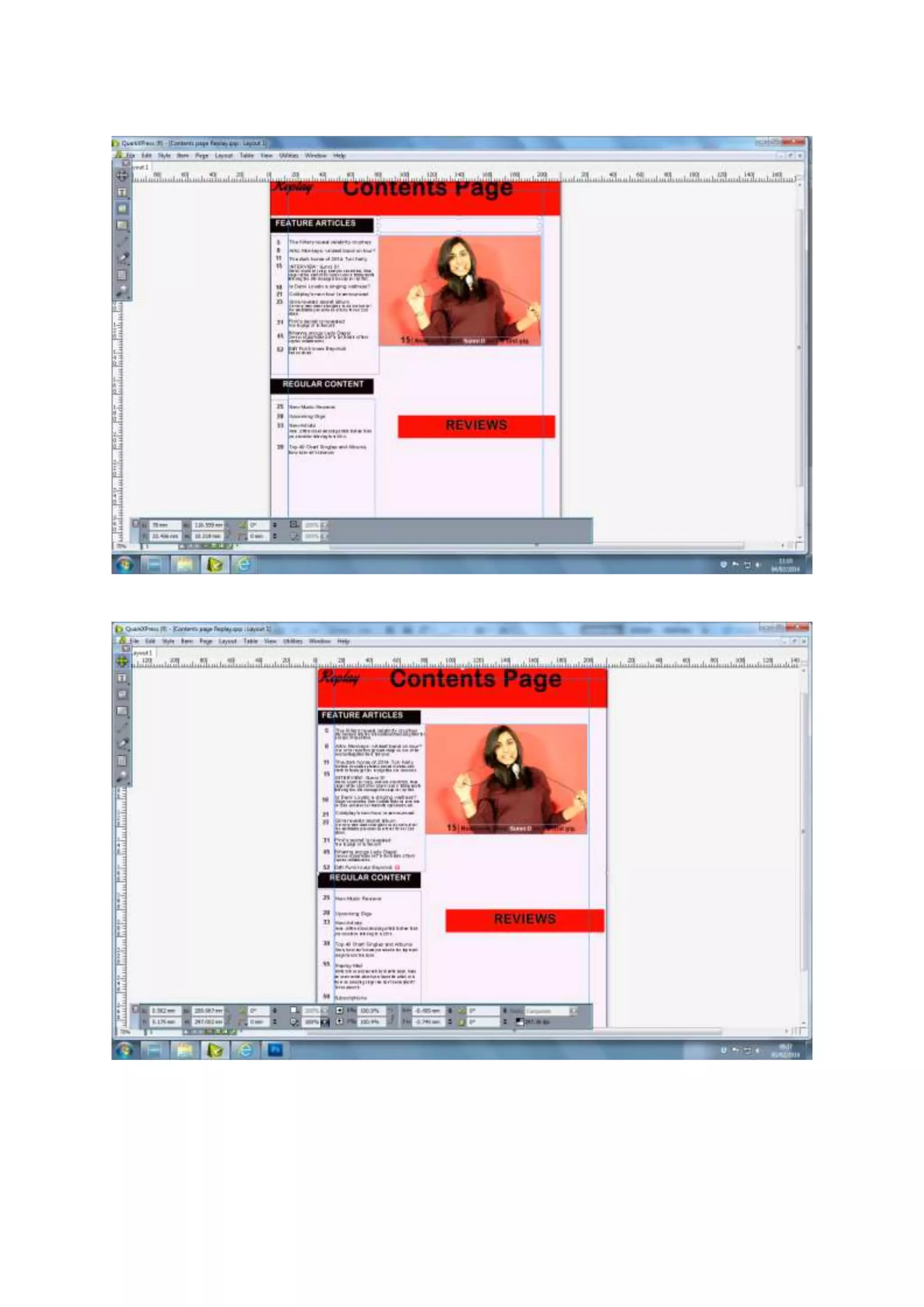 Screenshots of contents page- replay | DOCX