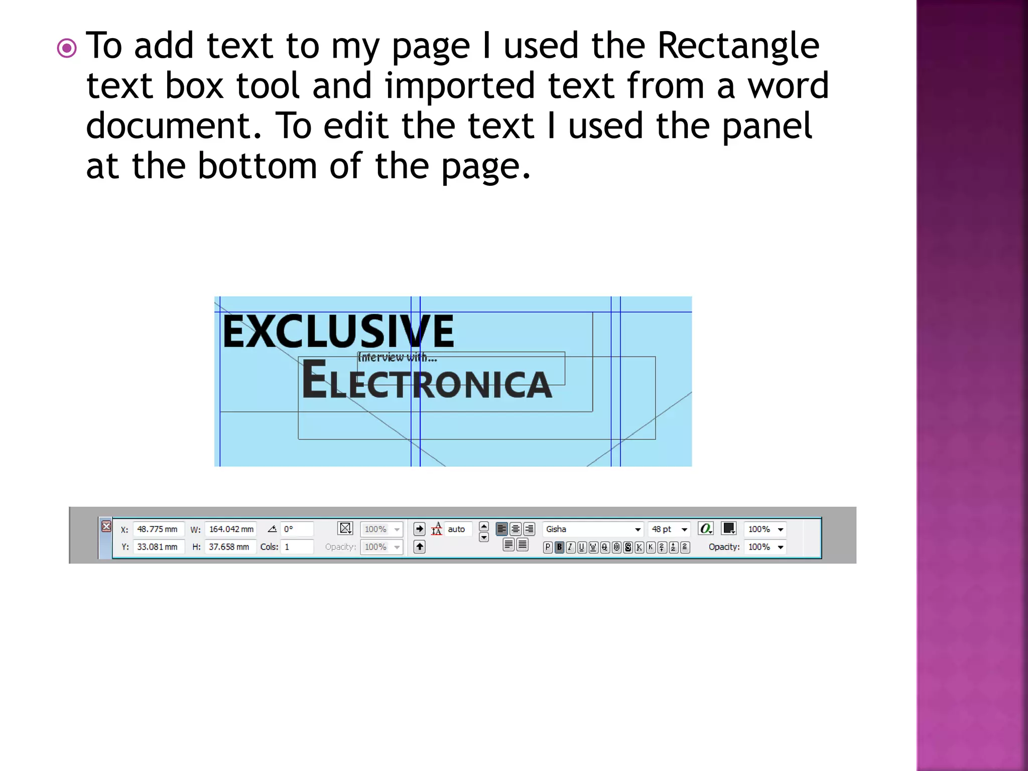 Screenshots of double page spread ( first draft ) | PPT