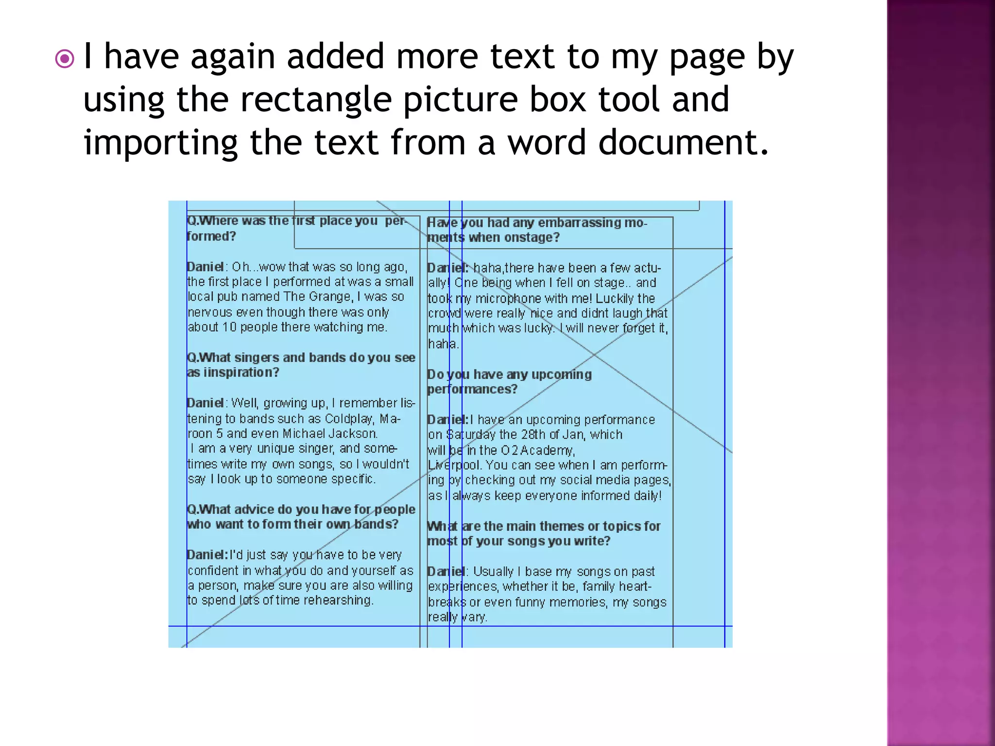 Screenshots of double page spread ( first draft ) | PPT