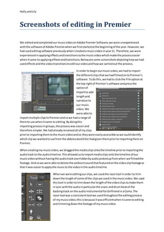 Screenshots of editing in premier | PDF