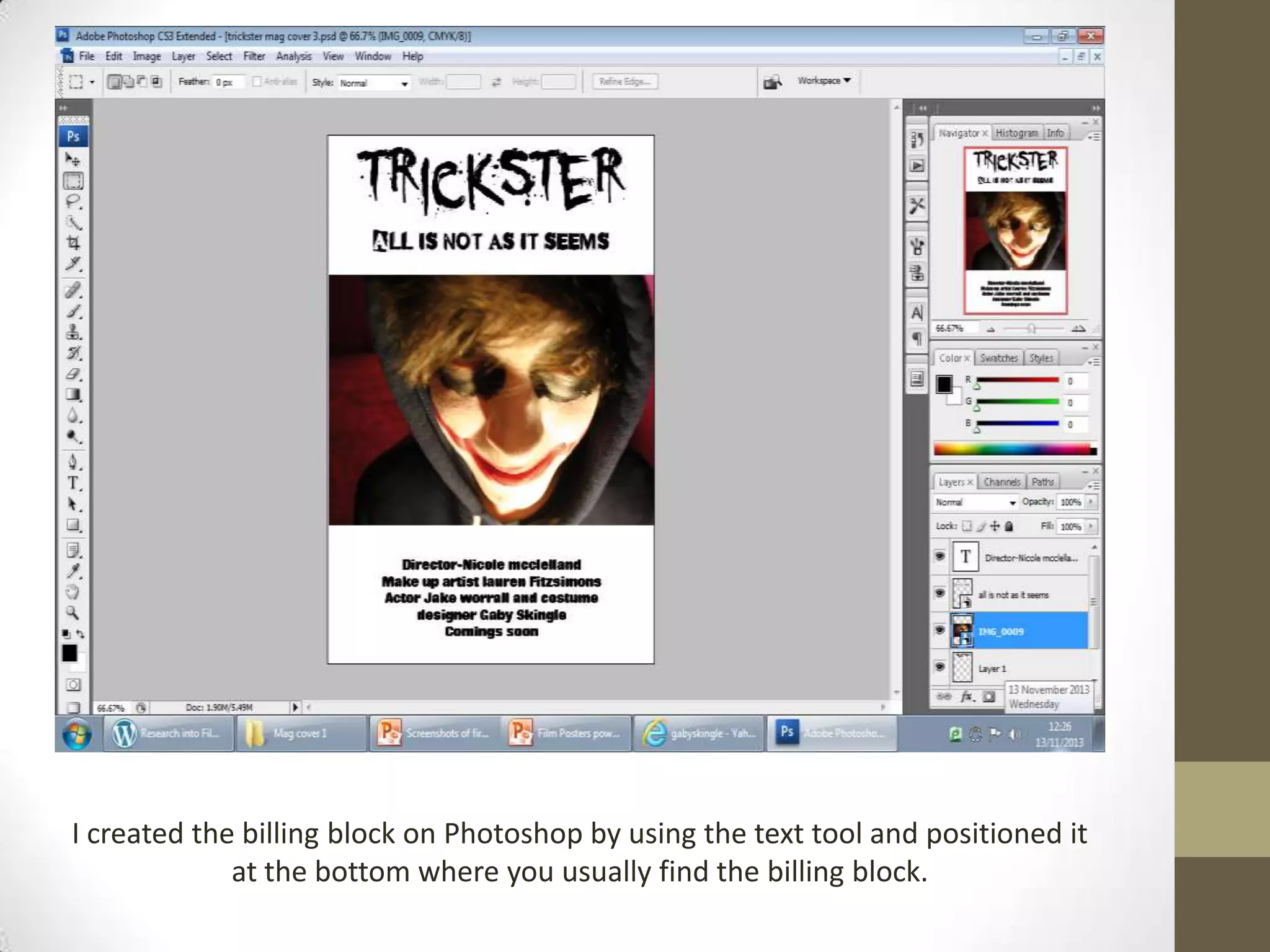 Screenshots of first poster draft | PPT