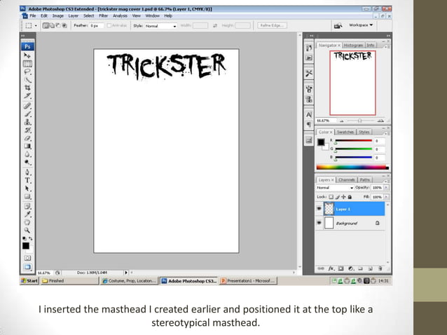 Screenshots of first poster draft | PPT