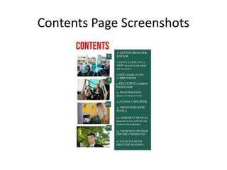 Screenshots of front page and contents page | PPTX