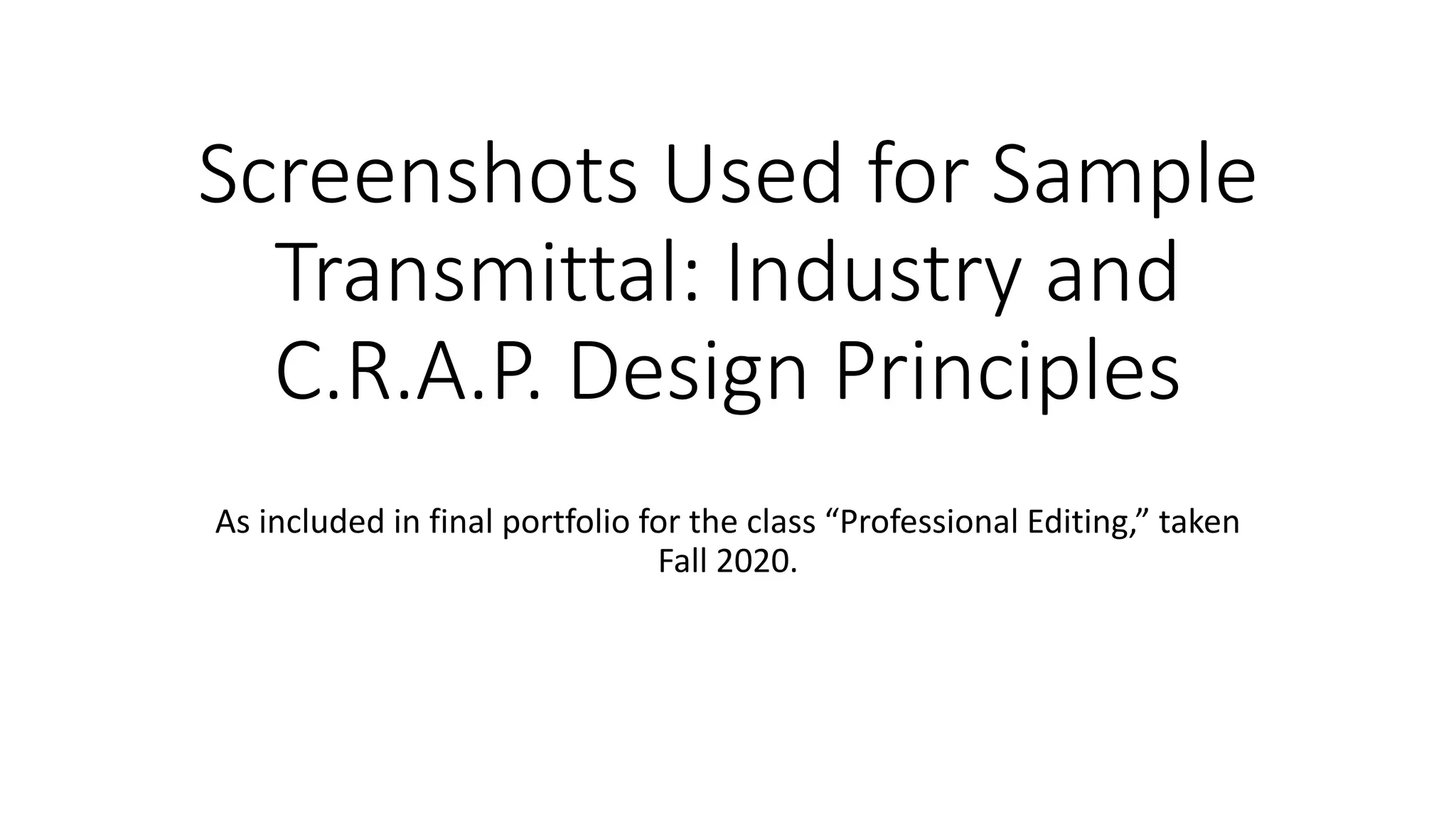 Screenshots relating to sample transmittal of industry and crap design ...