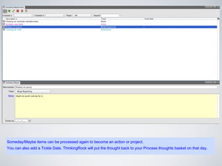 ThinkingRock GTD tool Screenshots tour | PPT | Technology & Computing