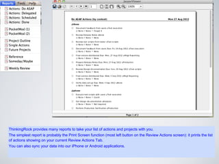 ThinkingRock GTD tool Screenshots tour | PPT | Technology & Computing