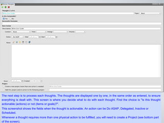 ThinkingRock GTD tool Screenshots tour | PPT | Technology & Computing