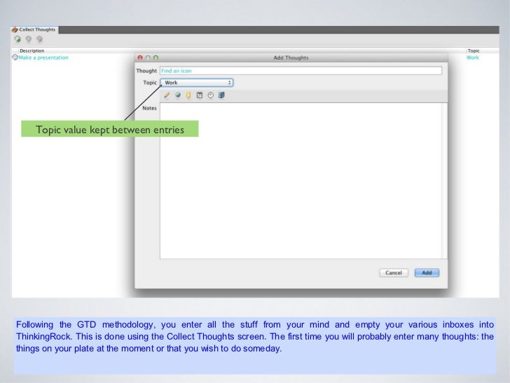 ThinkingRock GTD tool Screenshots tour