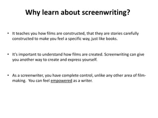 Screenwriting - Lesson 1 - Introduction | PPTX