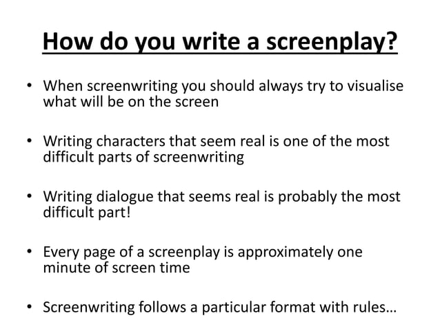 Screenwriting - Lesson 1 - Introduction | PPTX