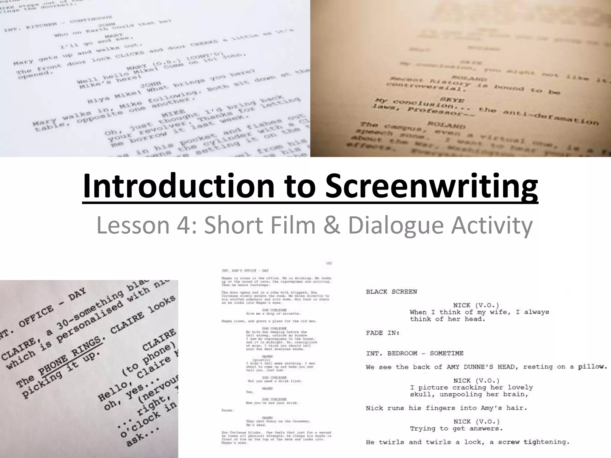 Lesson 4 - Short Film & Dialogue Activity | PPTX