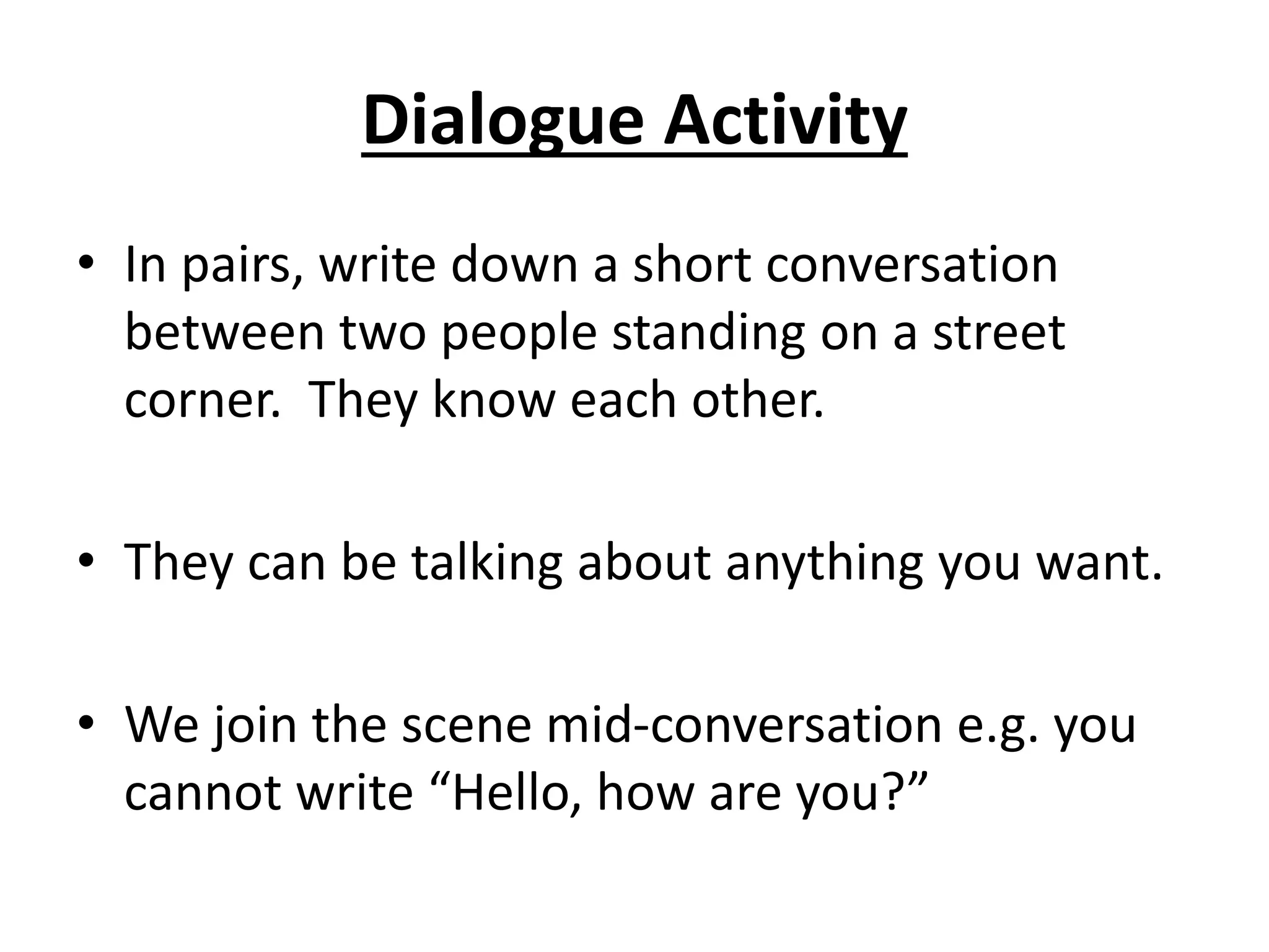 Lesson 4 - Short Film & Dialogue Activity | PPT