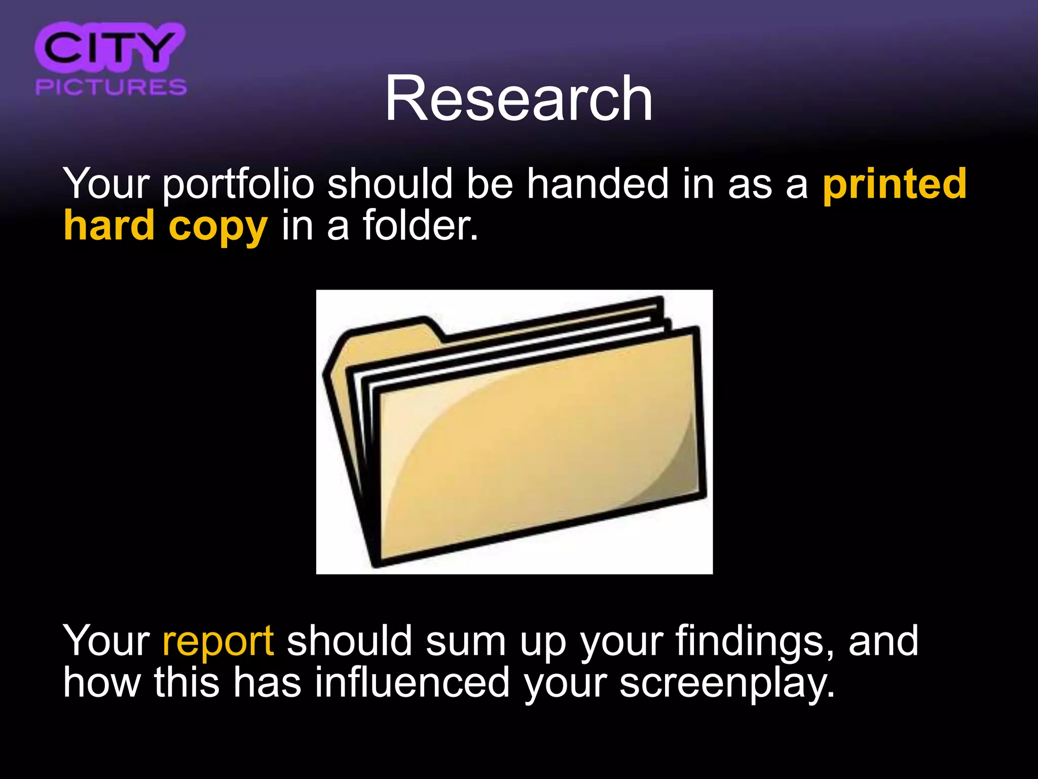 Screen writing research portfolio | PPTX