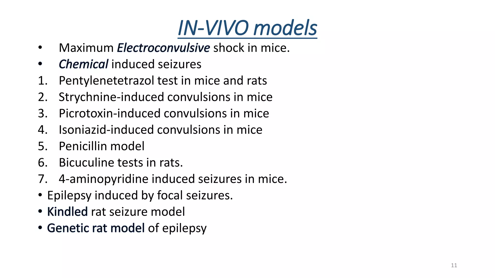 Screening models of antiepileptic and nootropic drugs | PPTX