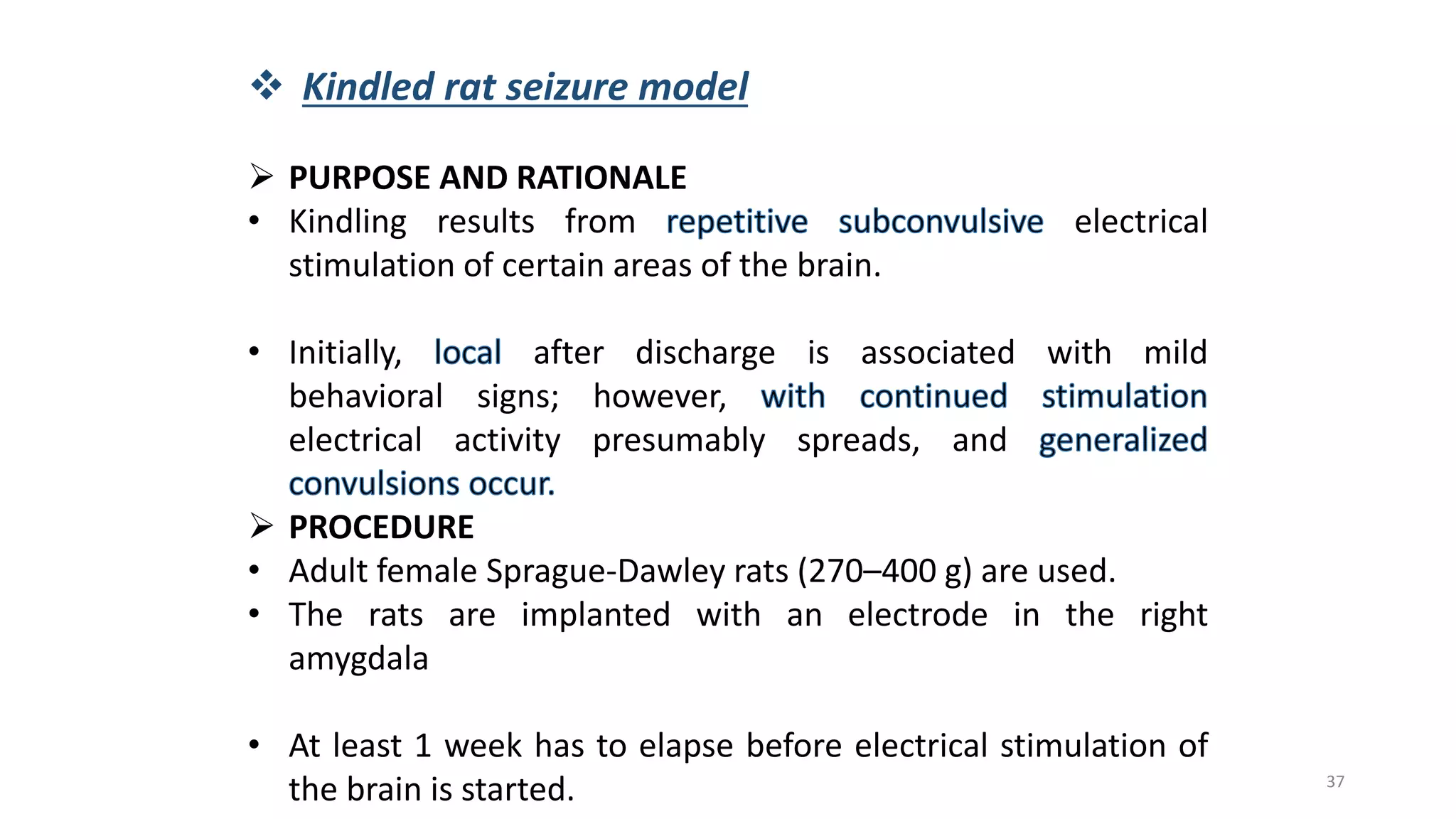 Screening models of antiepileptic and nootropic drugs | PPTX