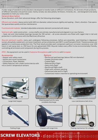 Screw elevator - Akyurek Technology | PDF