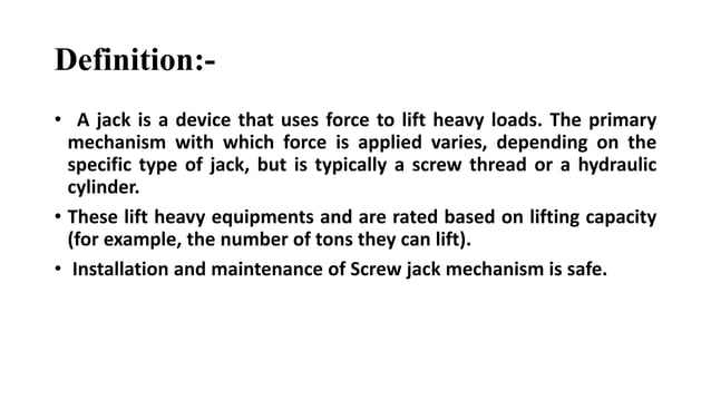 Screw jack mechanism | PPTX