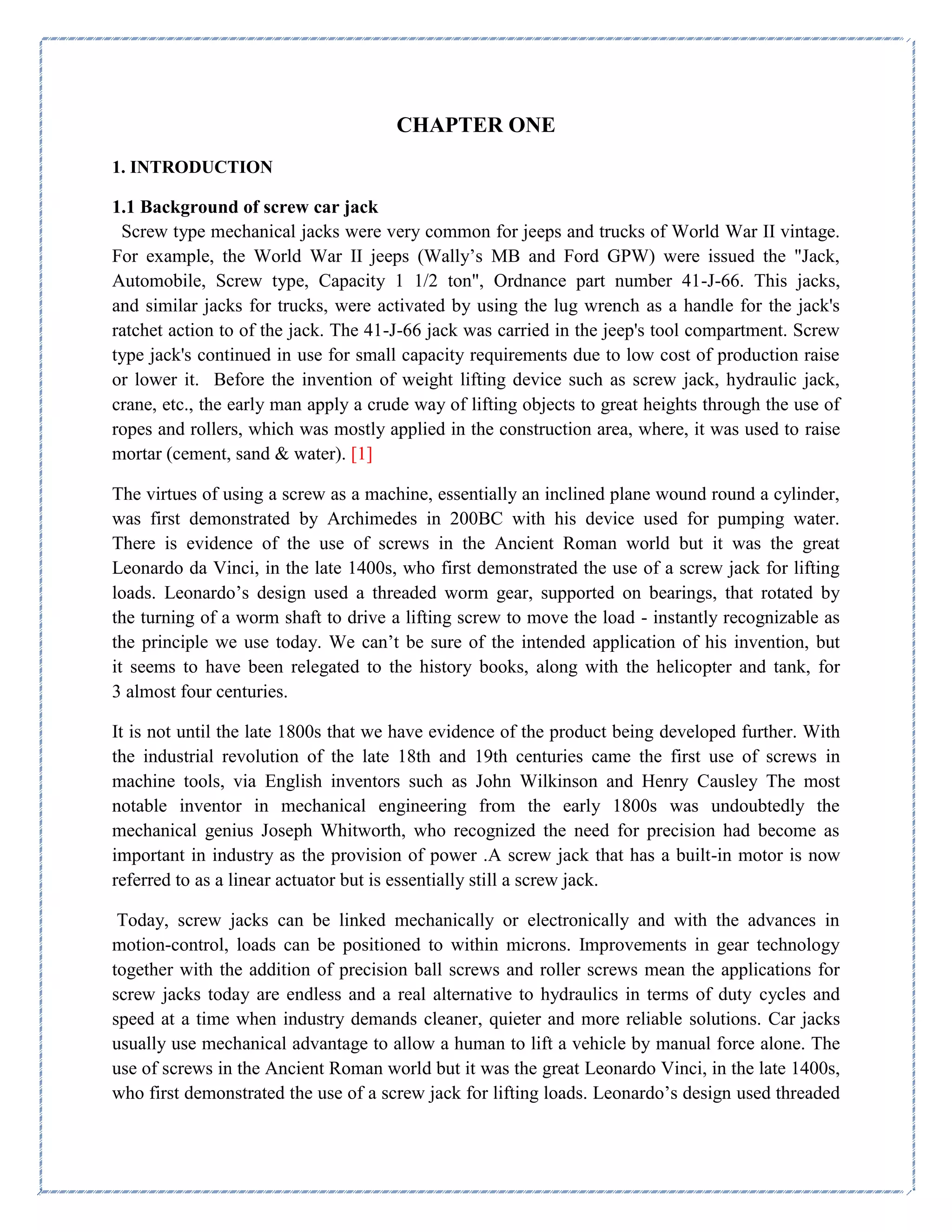 Screw jack project_1 | PDF