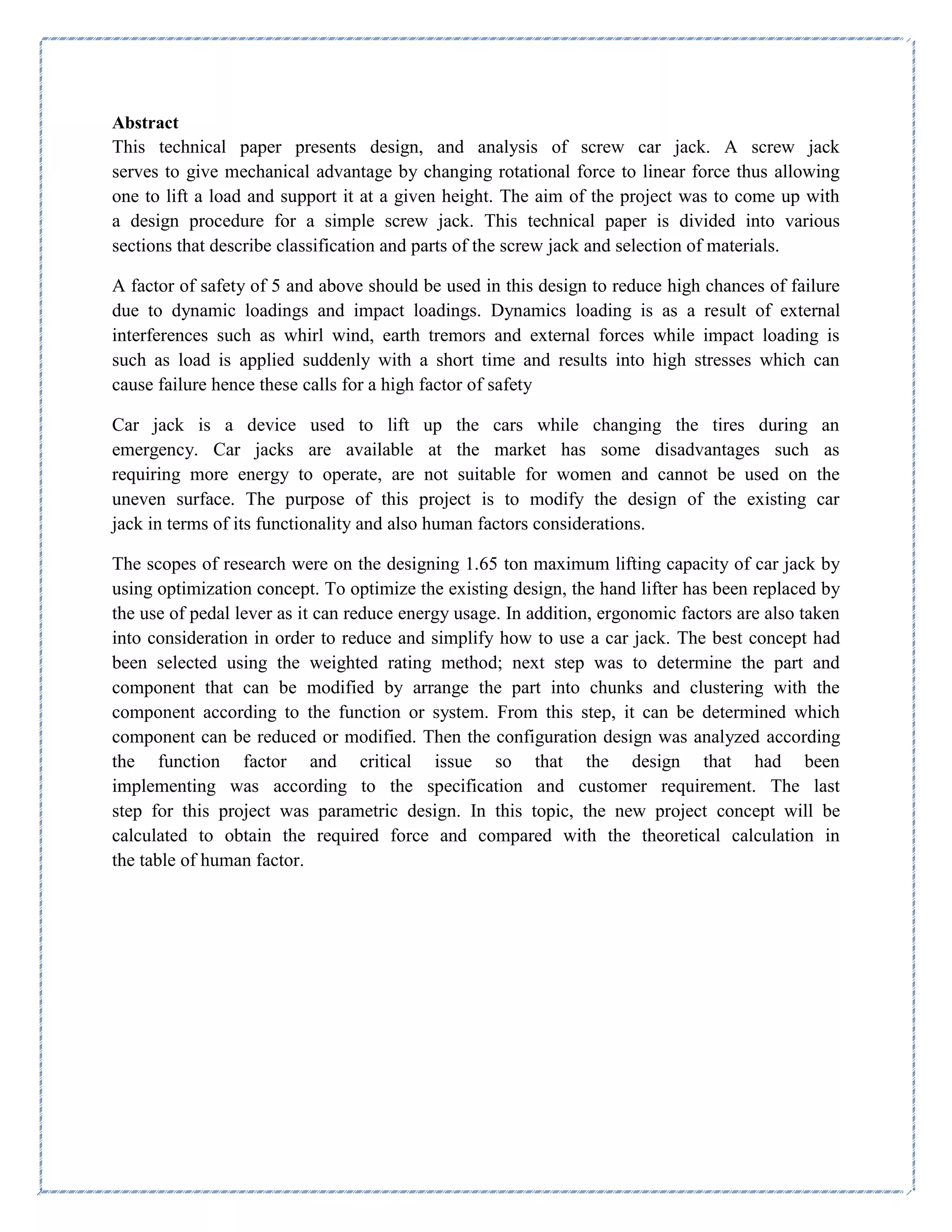 Screw jack project_1 | PDF