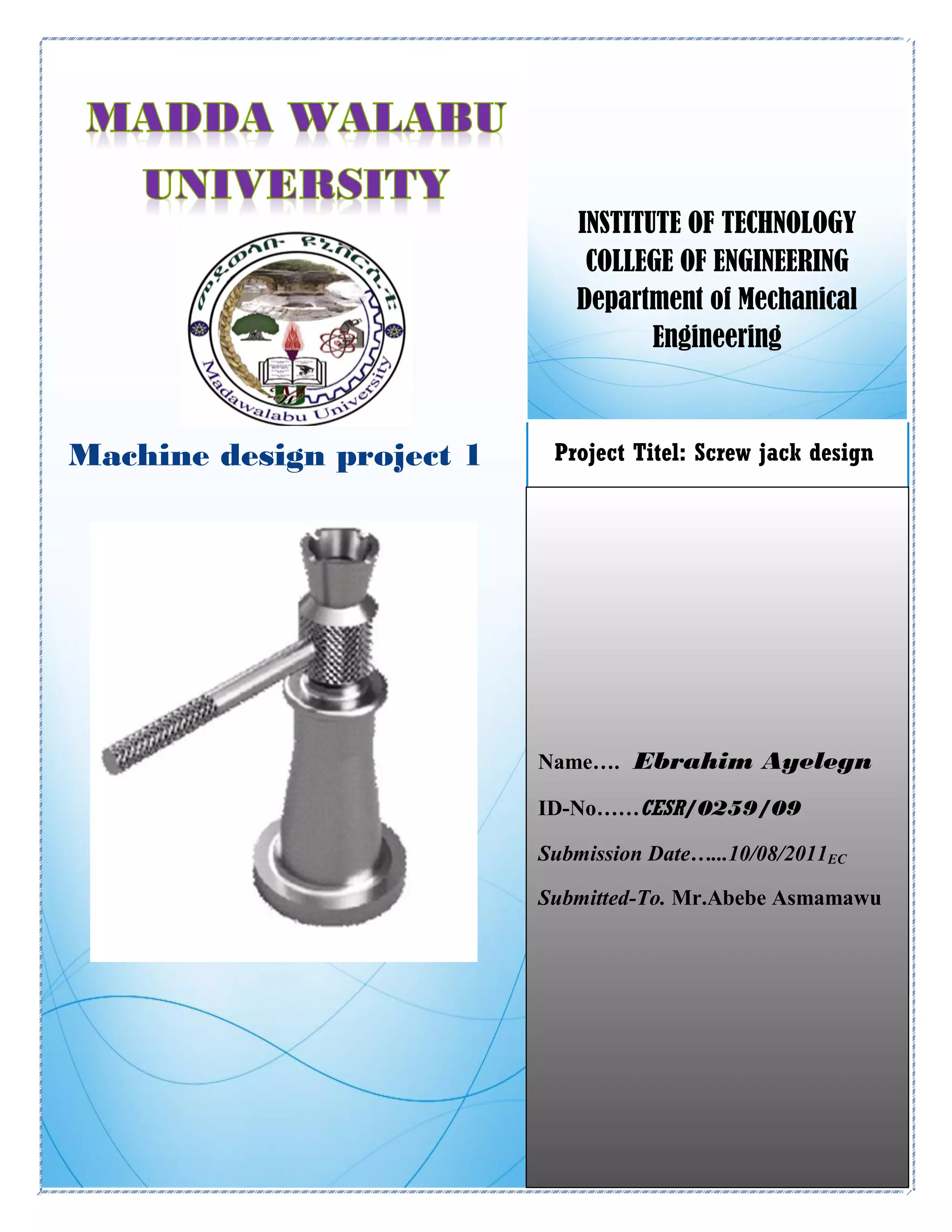 Screw jack project_1 | PDF