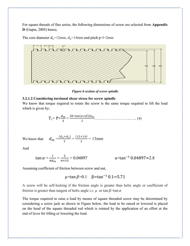 Screw jack project_1 | PDF