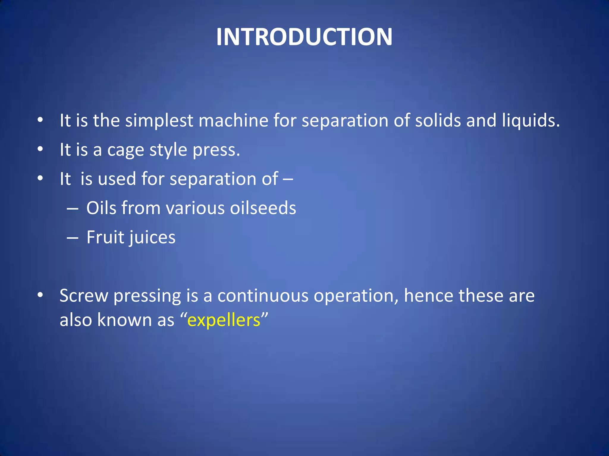 Screw press and its performance | PPTX