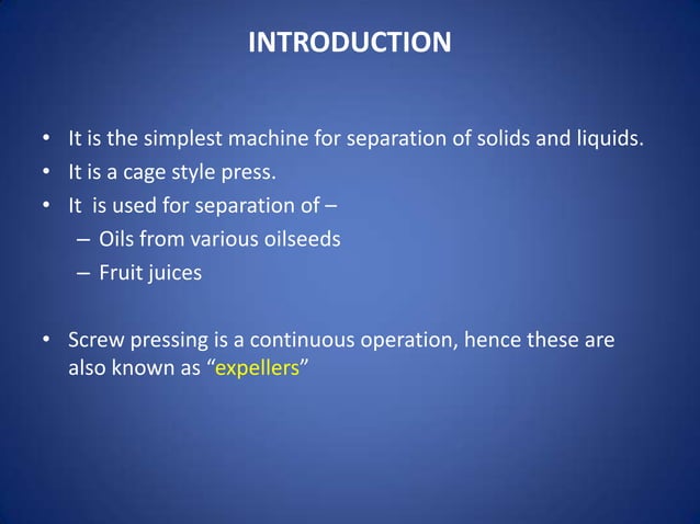 Screw press and its performance | PPTX | Physics | Science