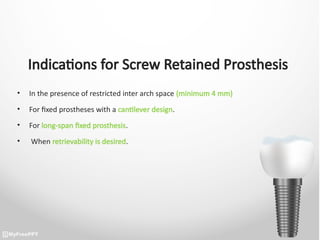 Screw Retained vs Cement Retained dental implant | PPTX