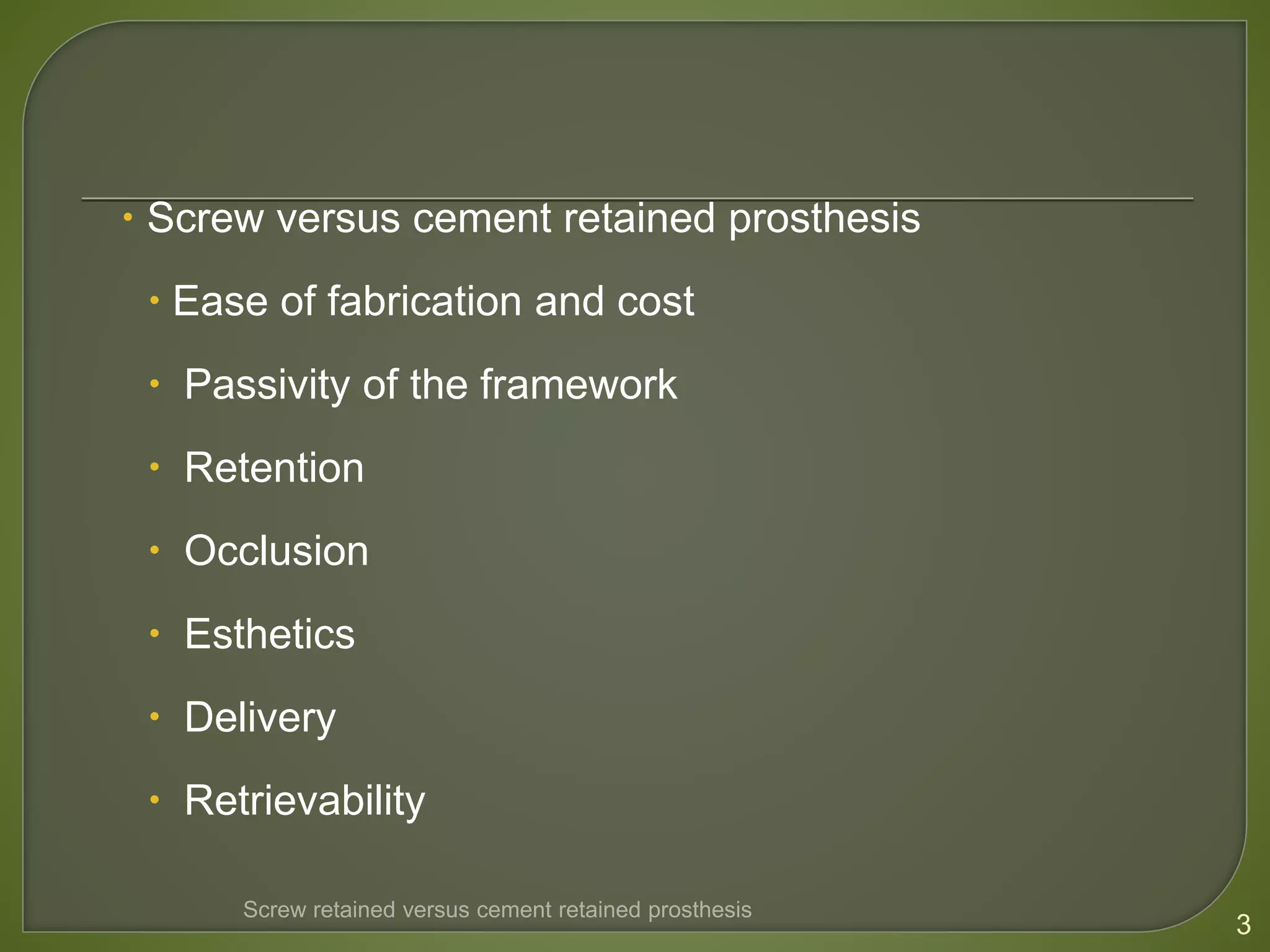 Screw retained vs cement retained prosthesis.pptx
